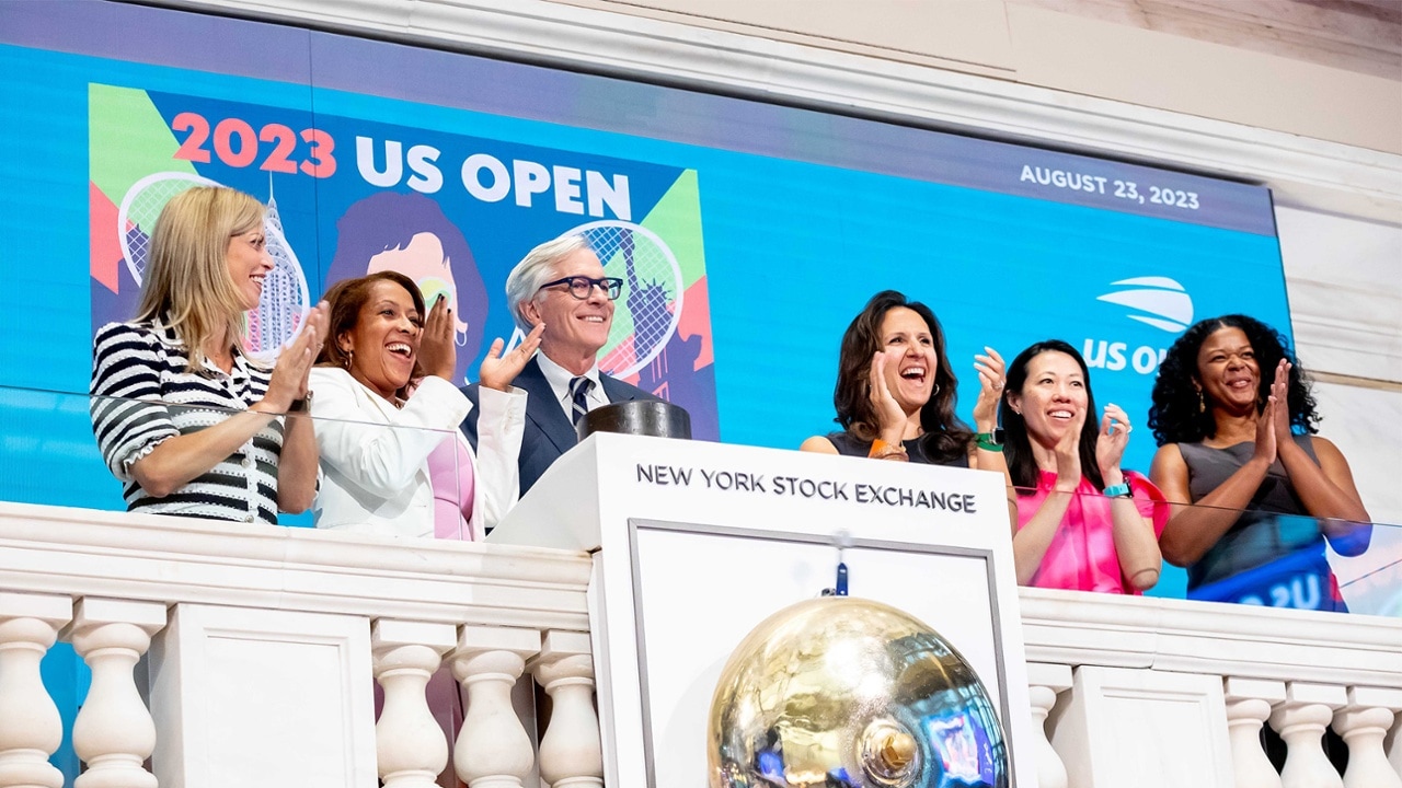 USTA rings the NYSE closing bell to celebrate the 2023 US Open ...