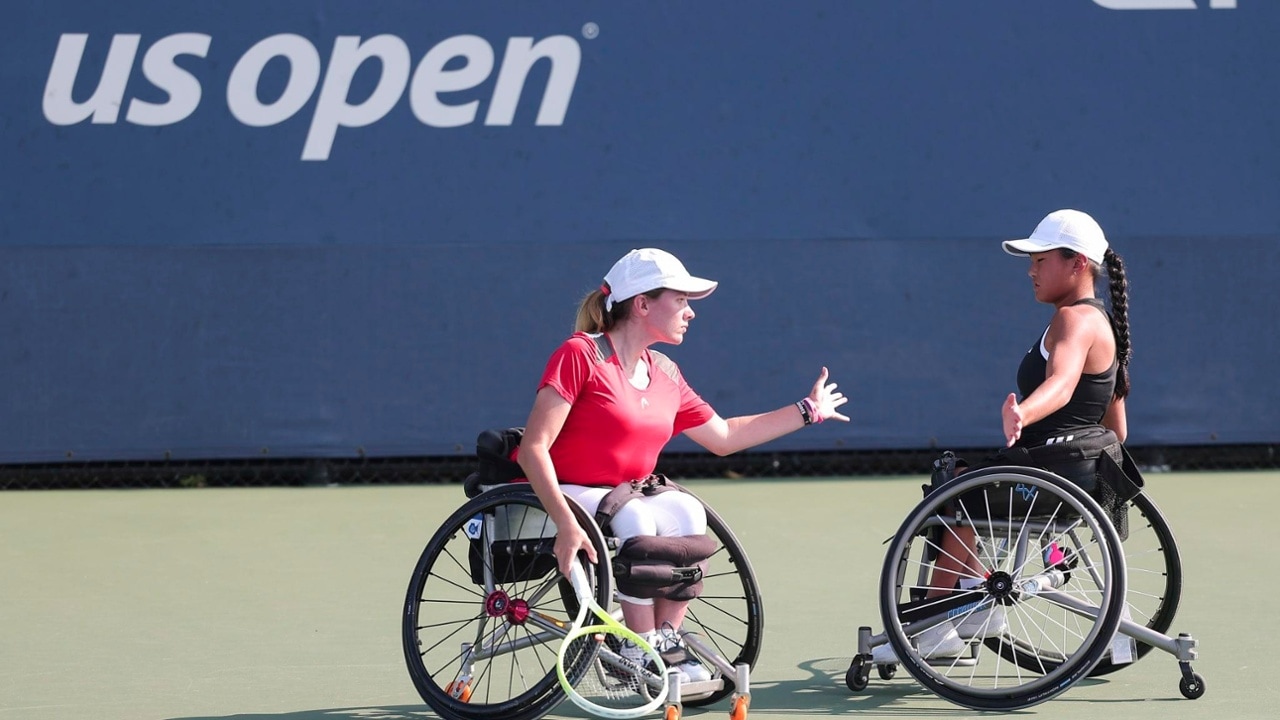 Czauz/Matsuoka vs. Heald/Porges, 2025 US Open Wheelchair Girls' Doubles ...
