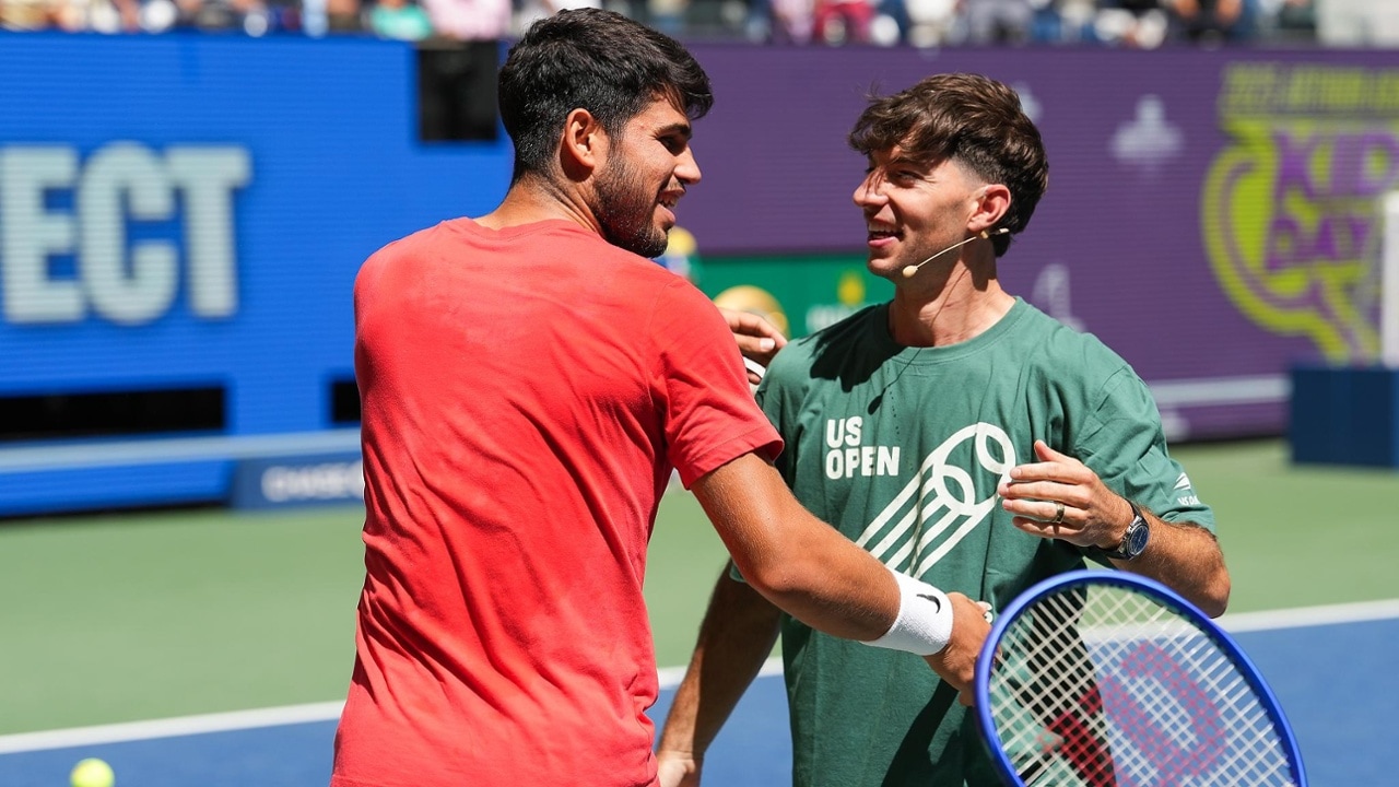 Dude Perfect entertains during Arthur Ashe Kids' Day at the 2025 US ...